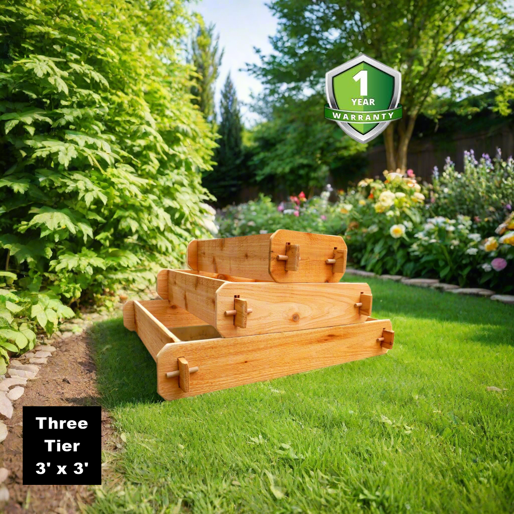 Timberlane Gardens Raised Garden Bed Kit 3 Tiered Pyramid Elevated Pla ...